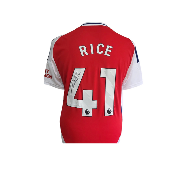 Declan Rice Hand Signed Arsenal 2024-25 Home Shirt in Deluxe Classic F ...