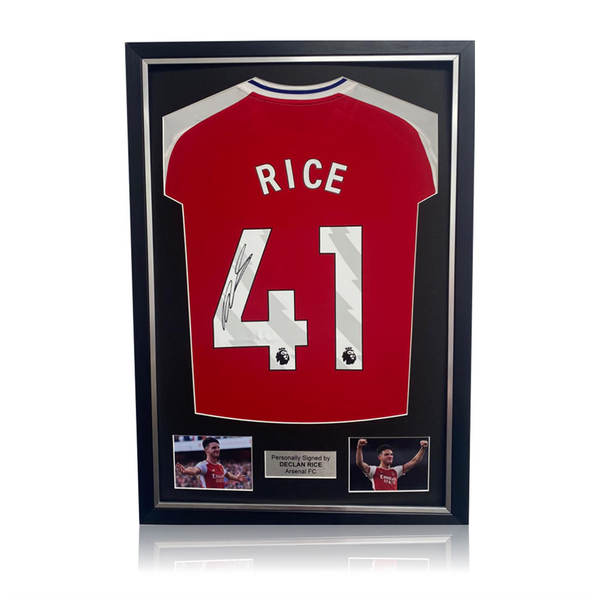Declan Rice Hand Signed Arsenal 2024-25 Home Shirt in Deluxe Classic F ...