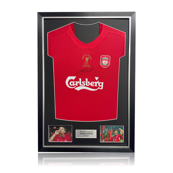 Steven Gerrard Hand Signed Liverpool 2005 ISTANBUL Shirt in Deluxe Cla ...