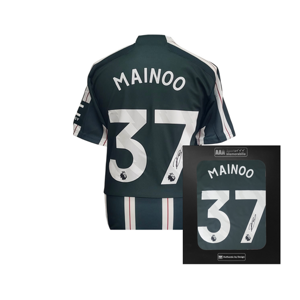 Kobbie Mainoo Hand Signed Manchester United 2023-24 Away Shirt in AAA ...