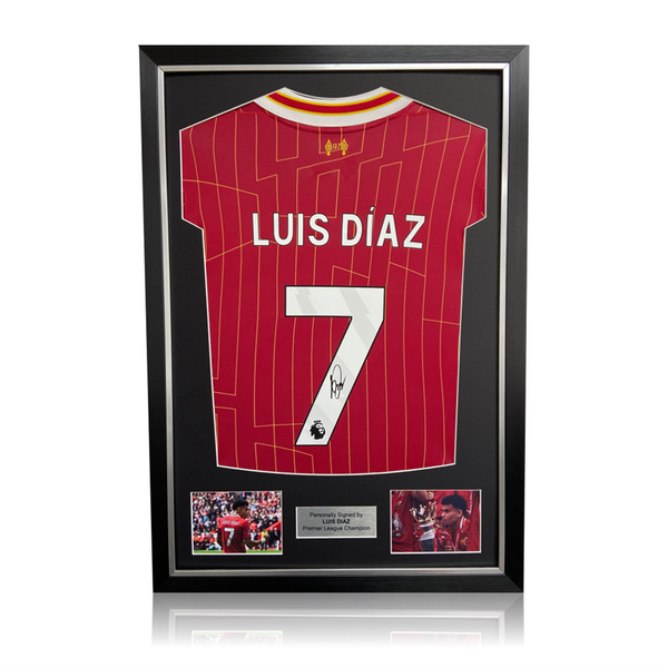 Luis Diaz Hand Signed Liverpool 2024-25 Home Shirt In Deluxe Classic F ...