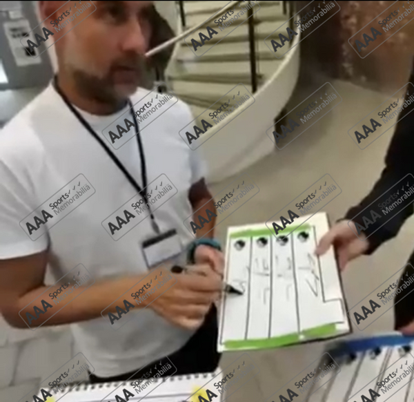 Pep Guardiola Hand Signed Manchester City 2023-24 Home Shirt in Deluxe ...