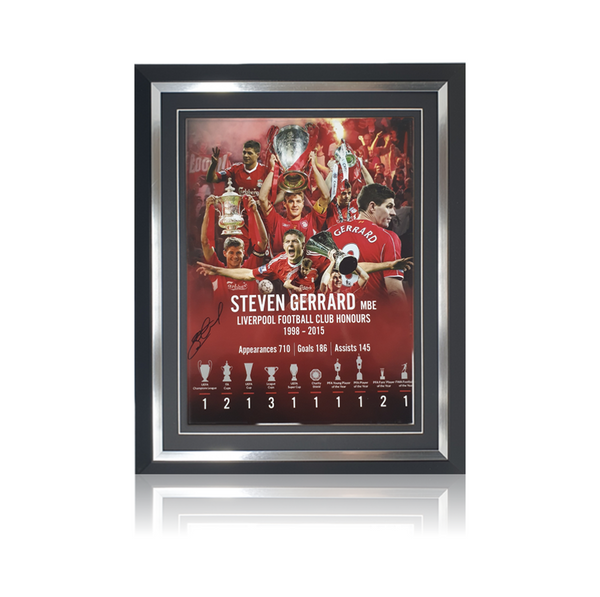 Steven Gerrard Hand Signed 12" X 16" Career Honours Montage in Classic ...