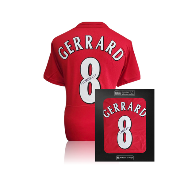 Steven Gerrard Hand Signed Liverpool 2005 ISTANBUL #8 Shirt in AAA Gif ...