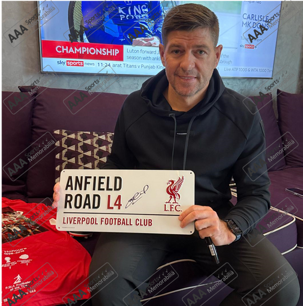 Steven Gerrard Hand Signed ANFIELD ROAD Sign in Deluxe Classic Frame ...