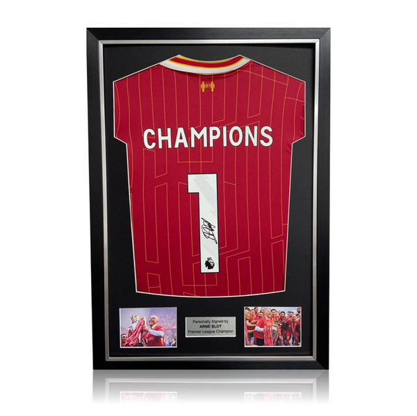 Arne Slot Hand Signed Liverpool 2024-25 #1 'CHAMPIONS' Home Shirt In D ...