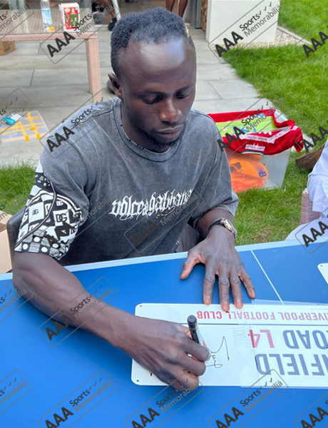 Sadio Mane Hand Signed Anfield Road Sign – AAA Sports Memorabilia