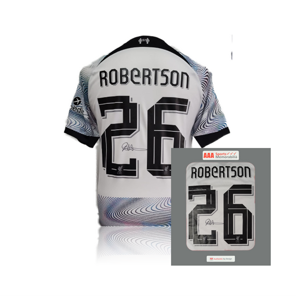 Andy Robertson Hand Signed Liverpool 2022-23 Away Shirt in AAA Gift Bo ...