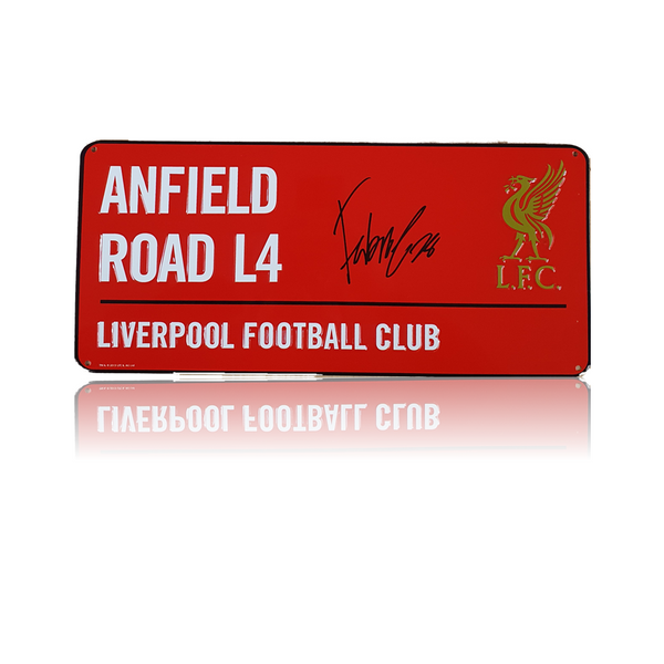 Fabio Carvalho Hand Signed RED Anfield Road Sign In Deluxe Classic Fra ...