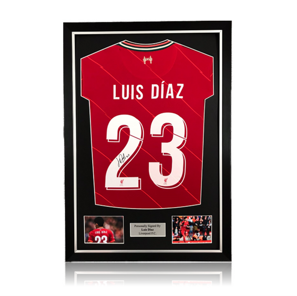 Luis Diaz Hand Signed Liverpool 2021-22 Home Shirt In Deluxe Classic F ...