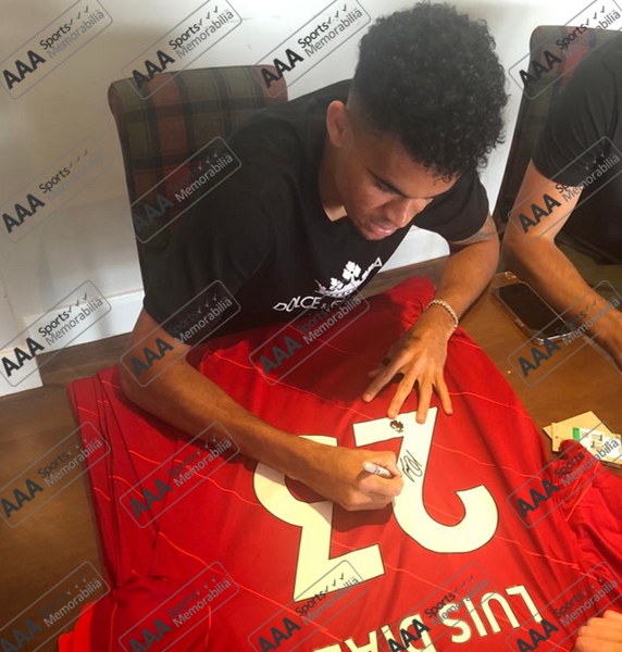 Luis Diaz Hand Signed Liverpool 2021-22 Home Shirt In Deluxe Classic F ...