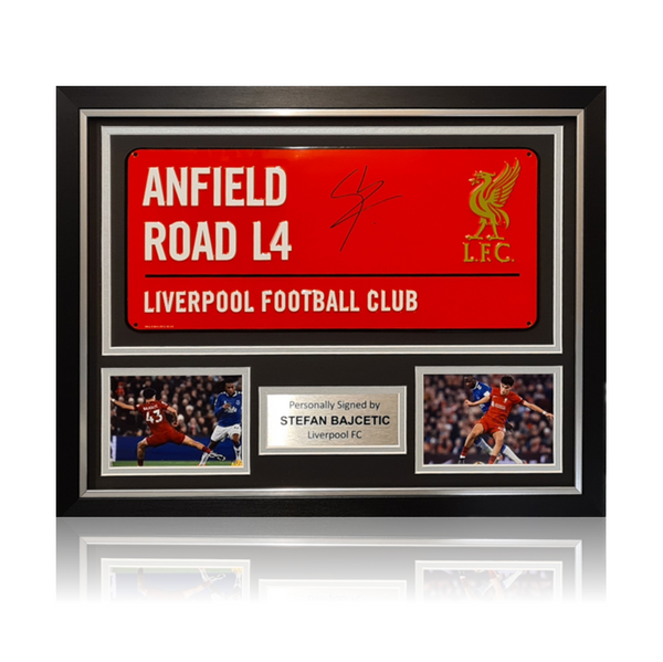 Stefan Bajcetic Hand Signed RED Anfield Road Sign In Classic Frame ...