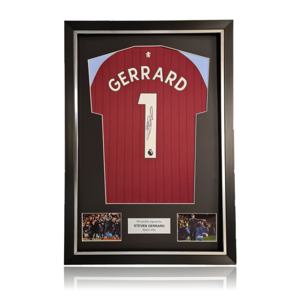 Steven Gerrard Hand Signed Aston Villa Home #1 Shirt in Deluxe Classic ...
