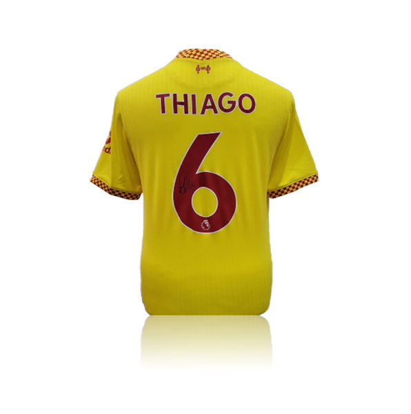 Thiago Alcantara hand signed Liverpool 2021/22 3rd Shirt in Deluxe Cla ...