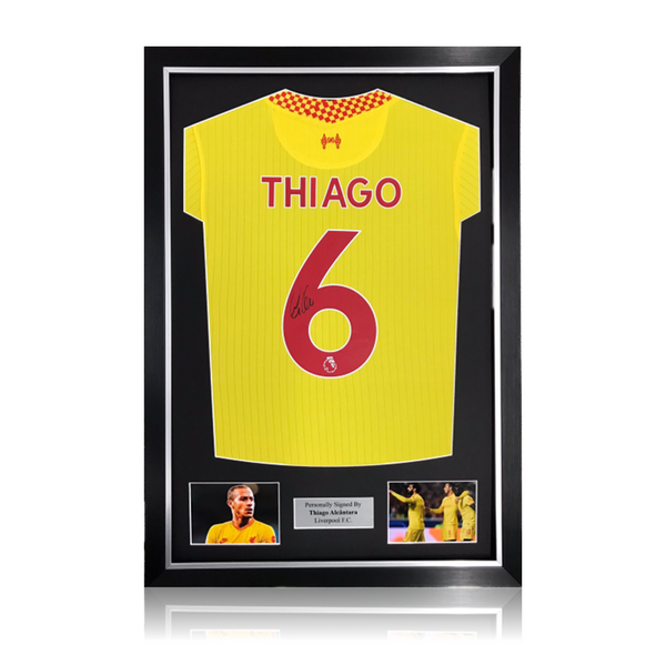 Thiago Alcantara hand signed Liverpool 2021/22 3rd Shirt in Deluxe Cla ...