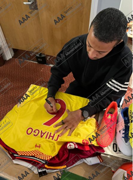 Thiago Alcantara hand signed Liverpool 2021/22 3rd Shirt in Deluxe Cla ...