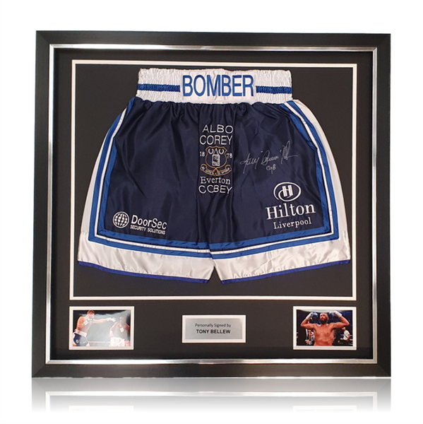 Tony Bellew HAND Signed Blue Boxing Shorts In Deluxe Classic Frame ...