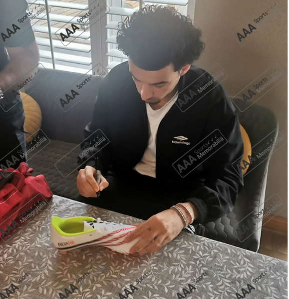 Curtis Jones hand signed WHITE Adidas Football Boot in Classic Dome Fr ...